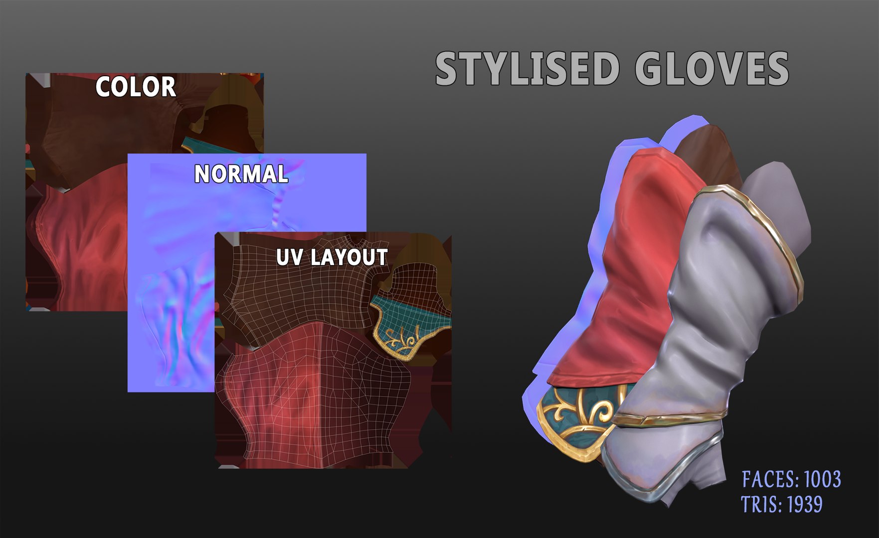 3D Stylised Gloves L Game Ready I Handpainted - TurboSquid 2167303