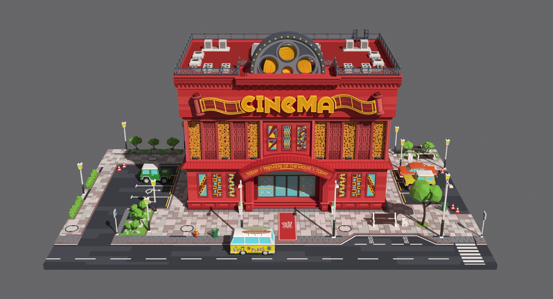 3D Building Movie Theater - TurboSquid 1210742