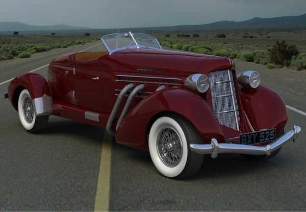 3d obj classic auburn car wheels