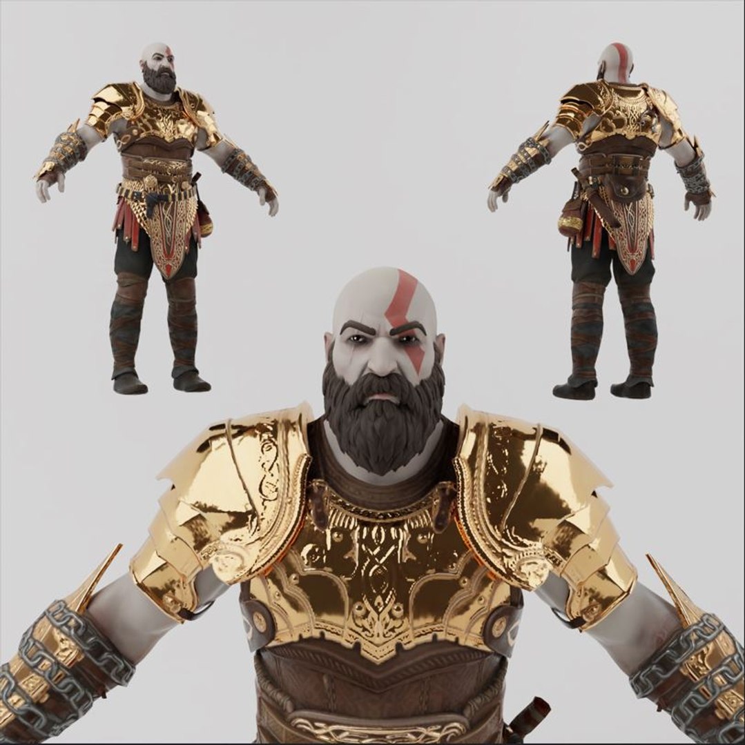 modelo 3d Kratos Golden Armor - TurboSquid 2034140