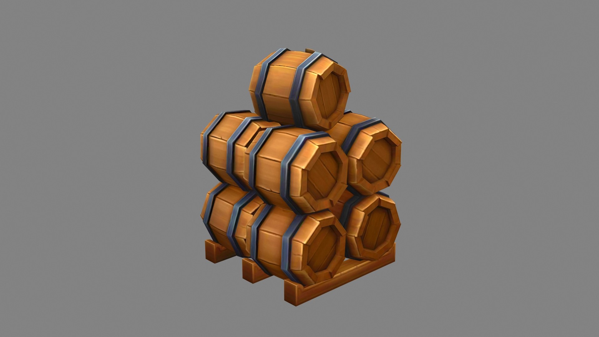 3D A Pile Of Wine Barrels - Cartoon Round Wooden Barrel - TurboSquid ...
