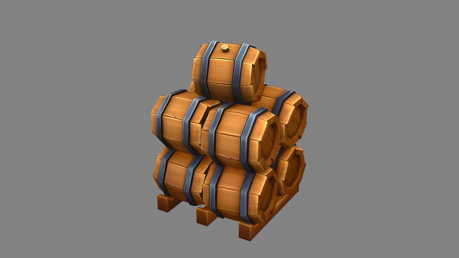 3D A Pile Of Wine Barrels - Cartoon Round Wooden Barrel - TurboSquid ...