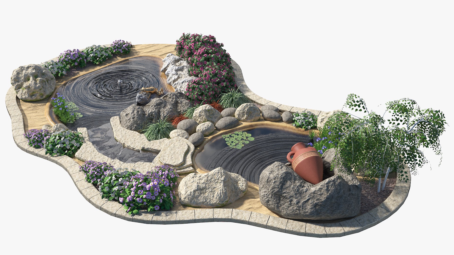 Garden Waterfall 02 3D Model - TurboSquid 1745575