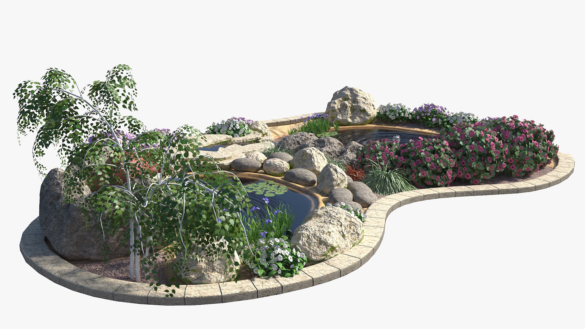 Garden Waterfall 02 3D Model - TurboSquid 1745575