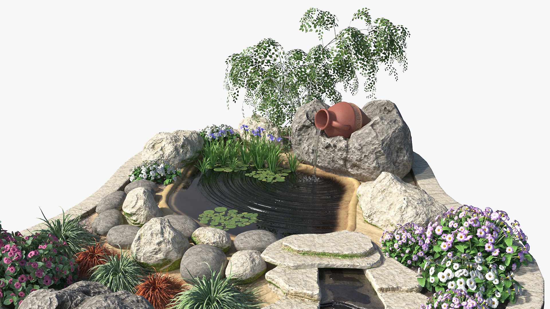 Garden Waterfall 02 3D Model - TurboSquid 1745575