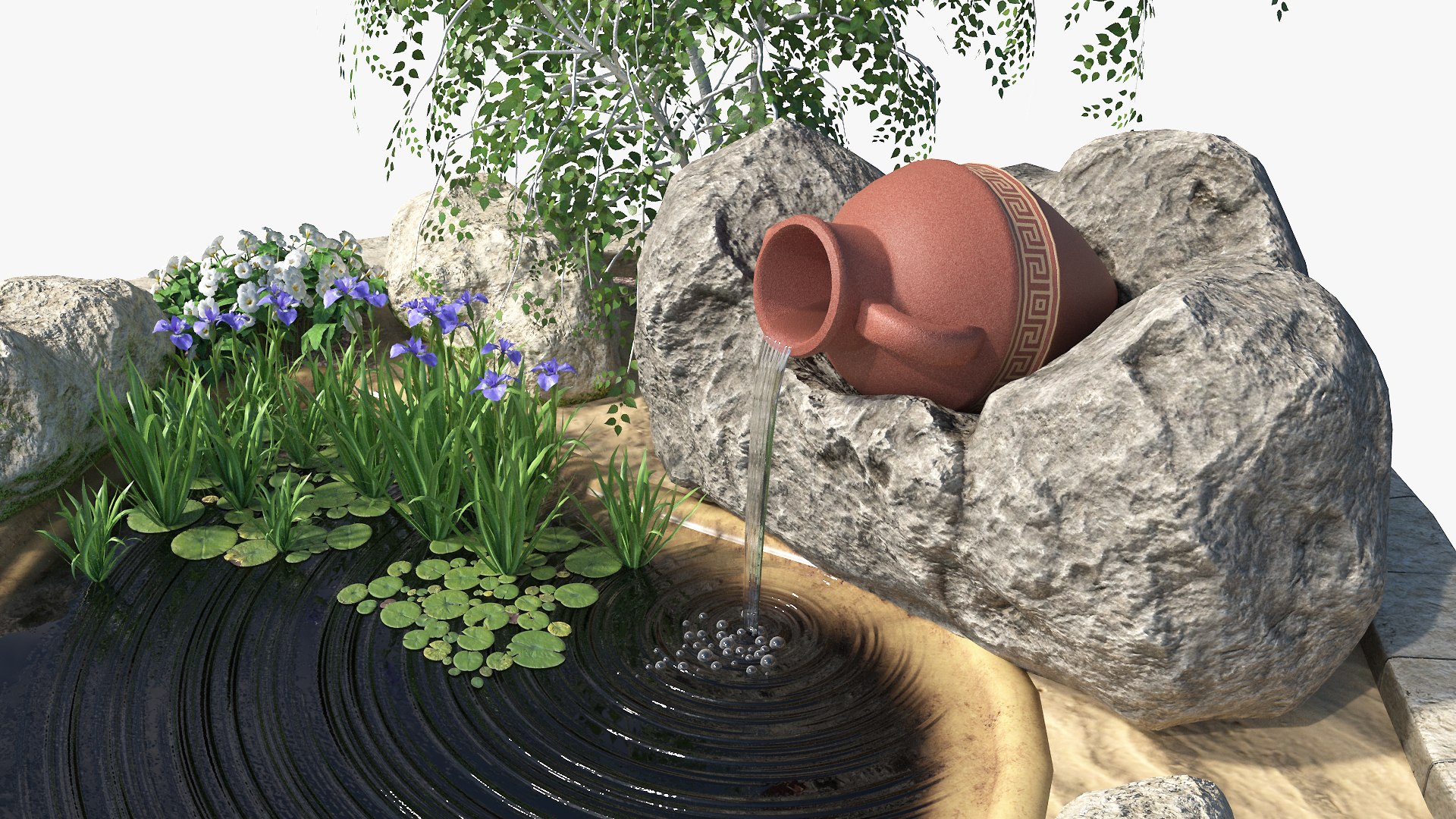 Garden Waterfall 02 3D Model - TurboSquid 1745575
