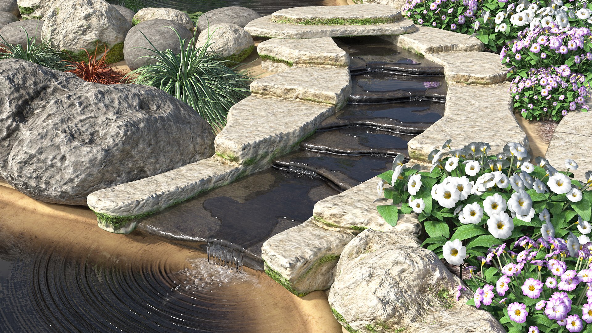 Garden Waterfall 02 3D Model - TurboSquid 1745575