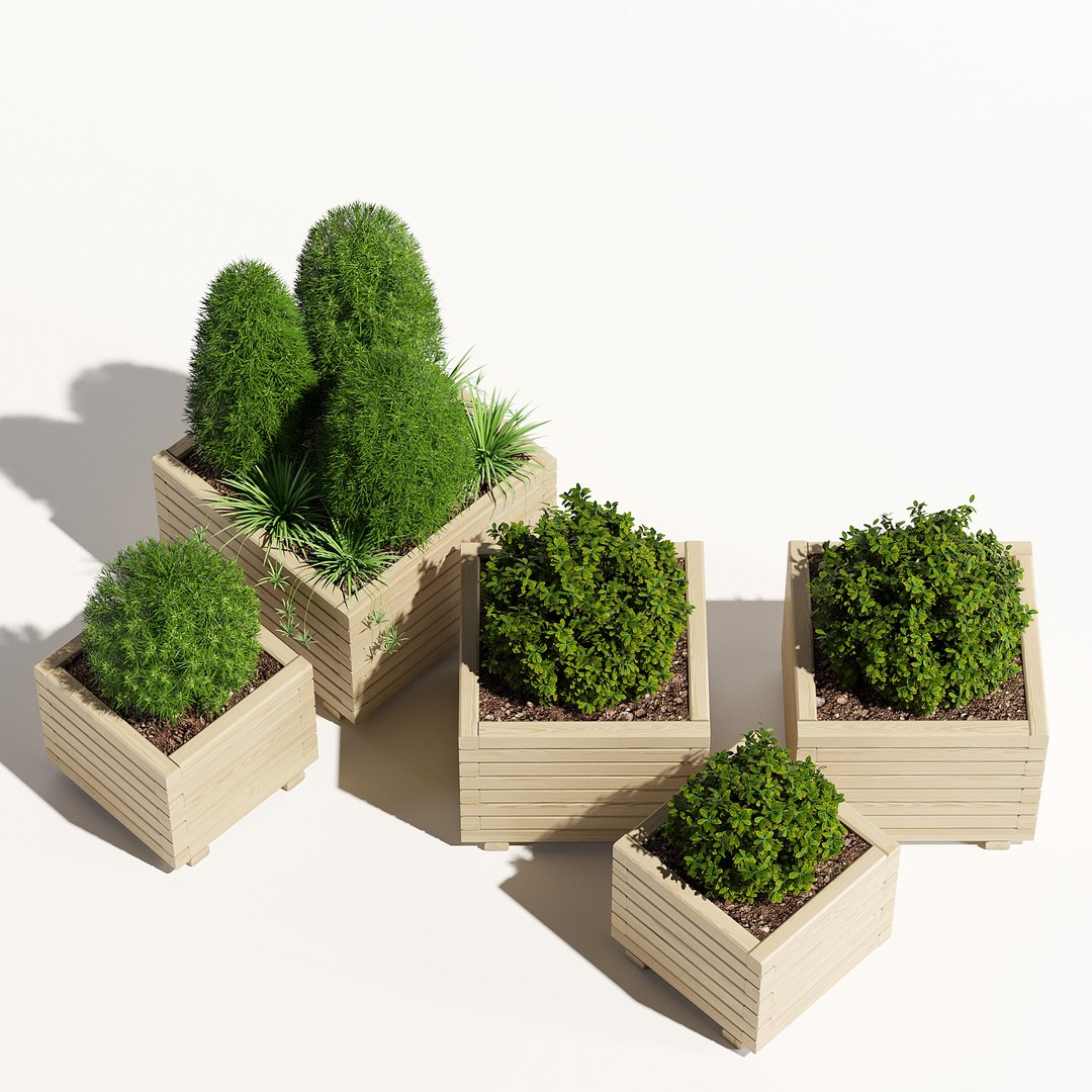 Pots Cube Planter Model - TurboSquid 1198520