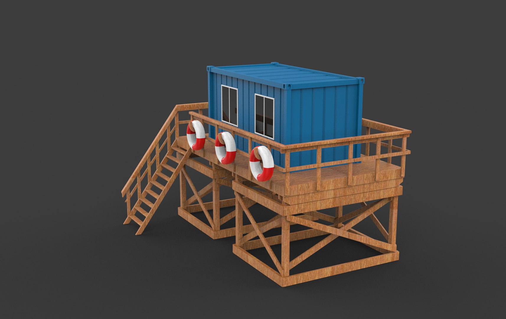 3D Outdoor Beach Lifeguard Container Office 3D Model Model - TurboSquid ...