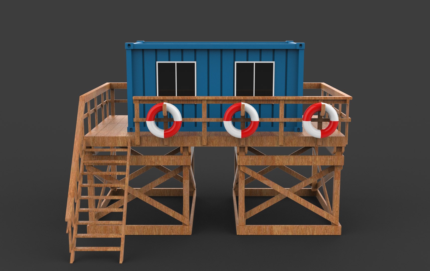 3D Outdoor Beach Lifeguard Container Office 3D Model Model - TurboSquid ...