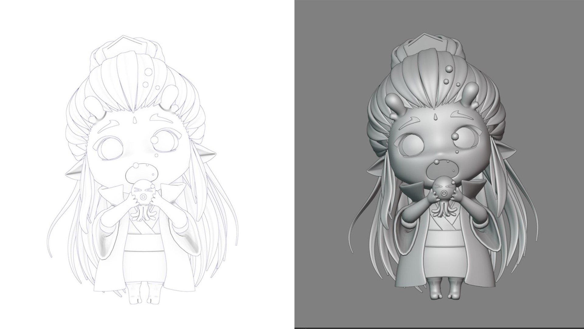 Chibi Female Character 3D Model - TurboSquid 2084935