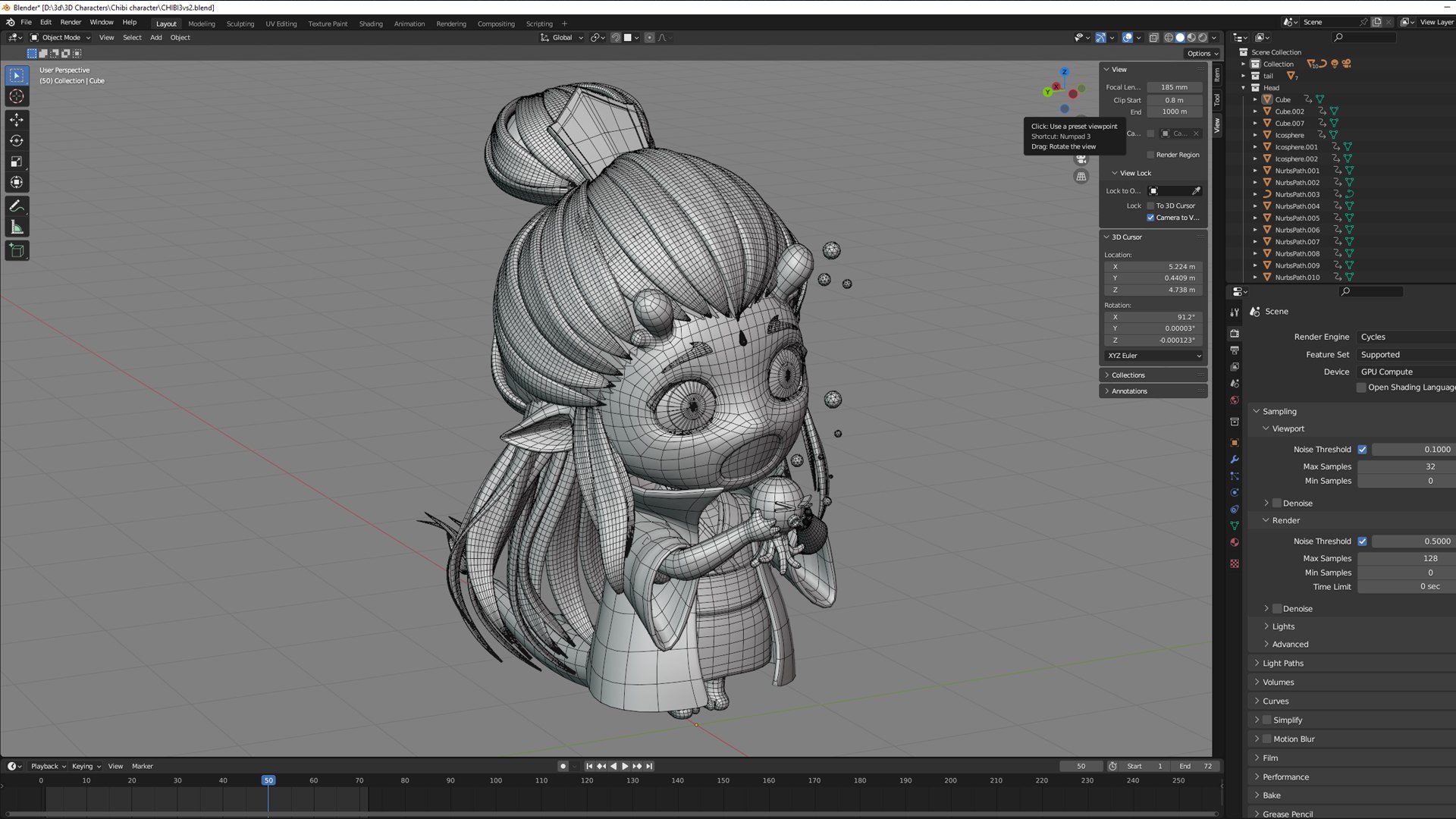 Chibi Female Character 3D Model - TurboSquid 2084935