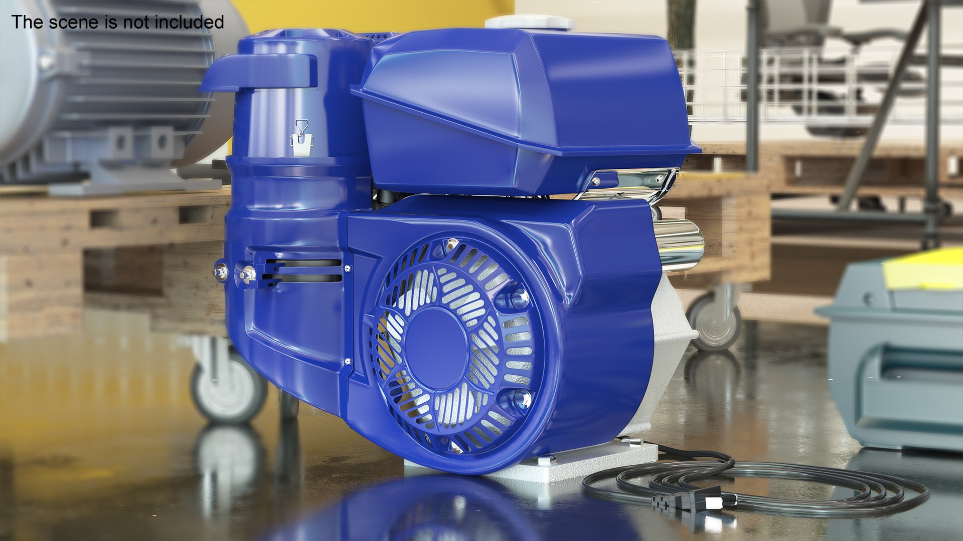 3D Model Horizontal Electric Start Gasoline Engine Blue - TurboSquid ...