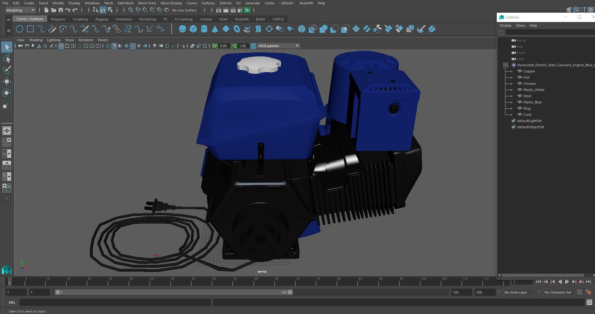 3D Model Horizontal Electric Start Gasoline Engine Blue - TurboSquid ...
