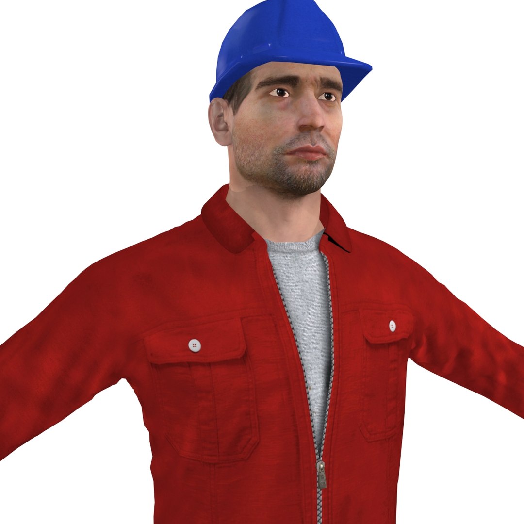 3d model rigged worker biped man