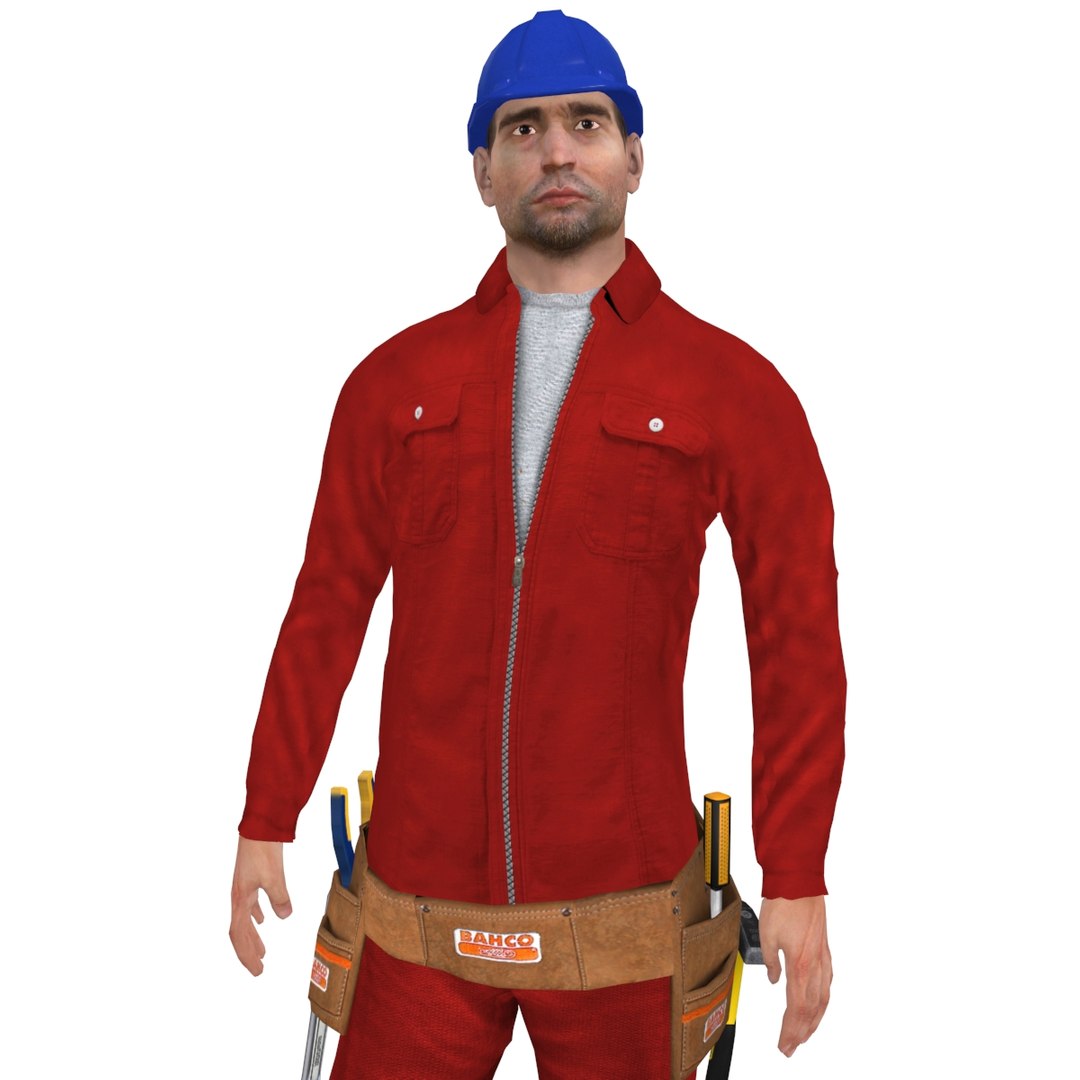 3d model rigged worker biped man
