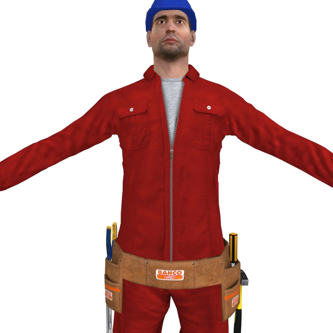 3d model rigged worker biped man