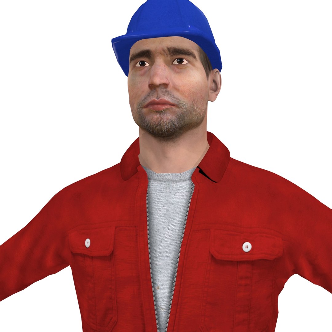 3d model rigged worker biped man
