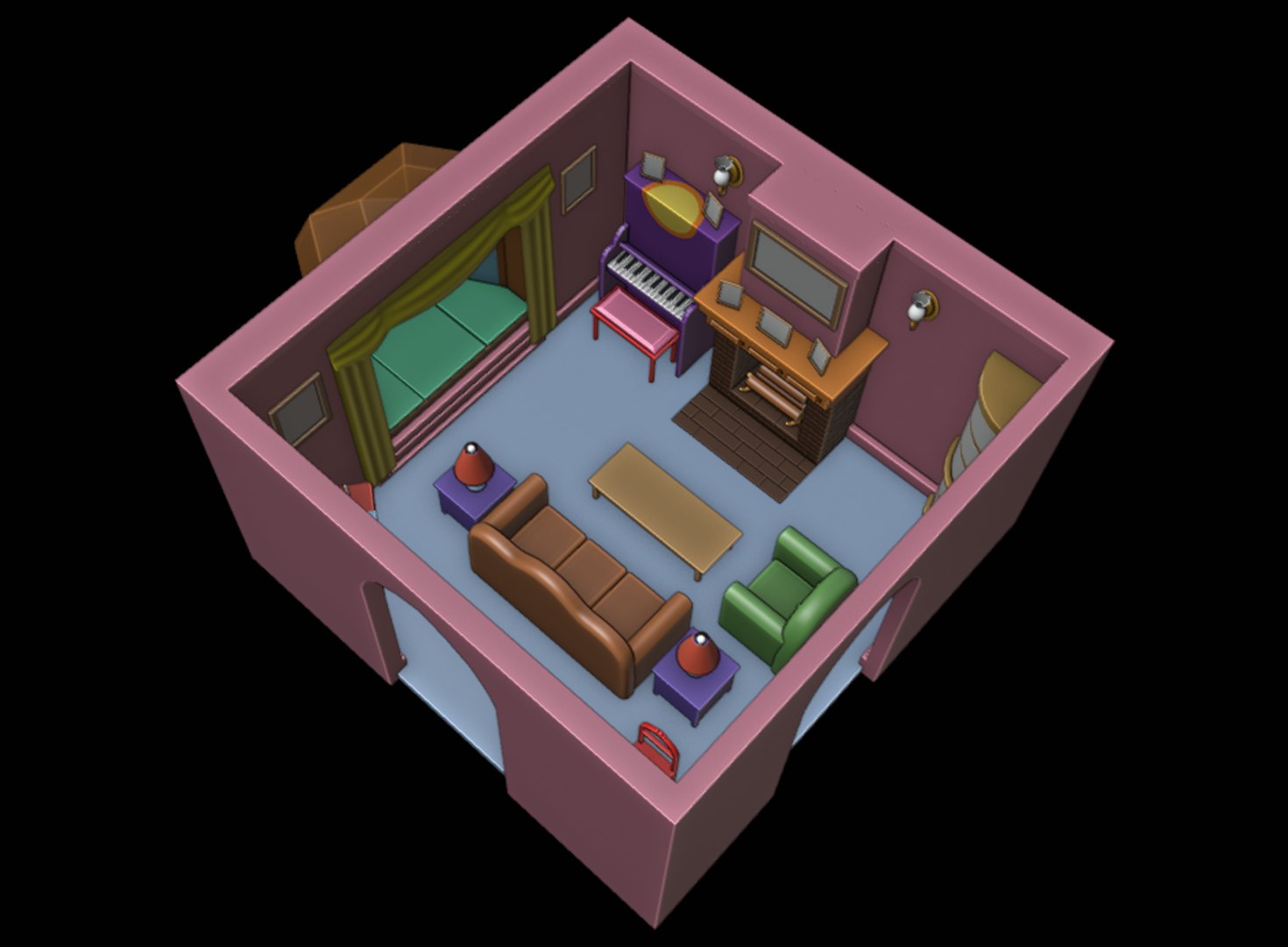 3D The Simpsons House Living Room 3D Low-poly 3D Model - TurboSquid 1744471