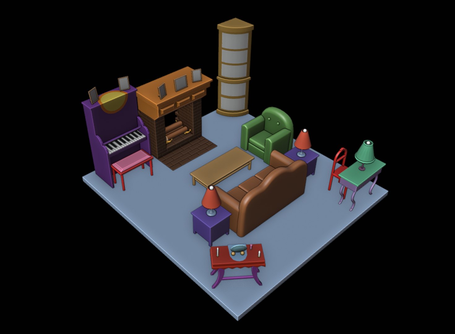 3D The Simpsons House Living Room 3D Low-poly 3D Model - TurboSquid 1744471