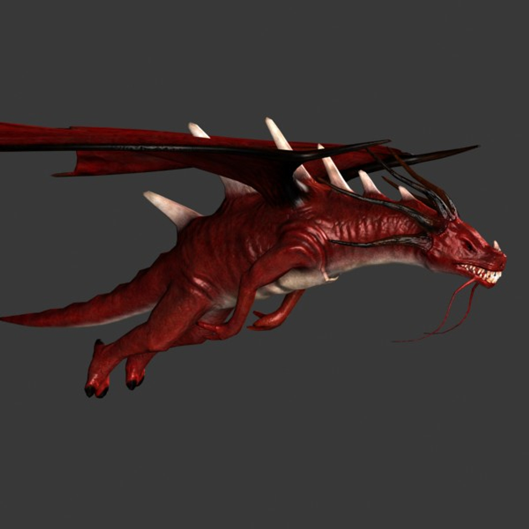 Red Dragon Animation Flying 3d Model