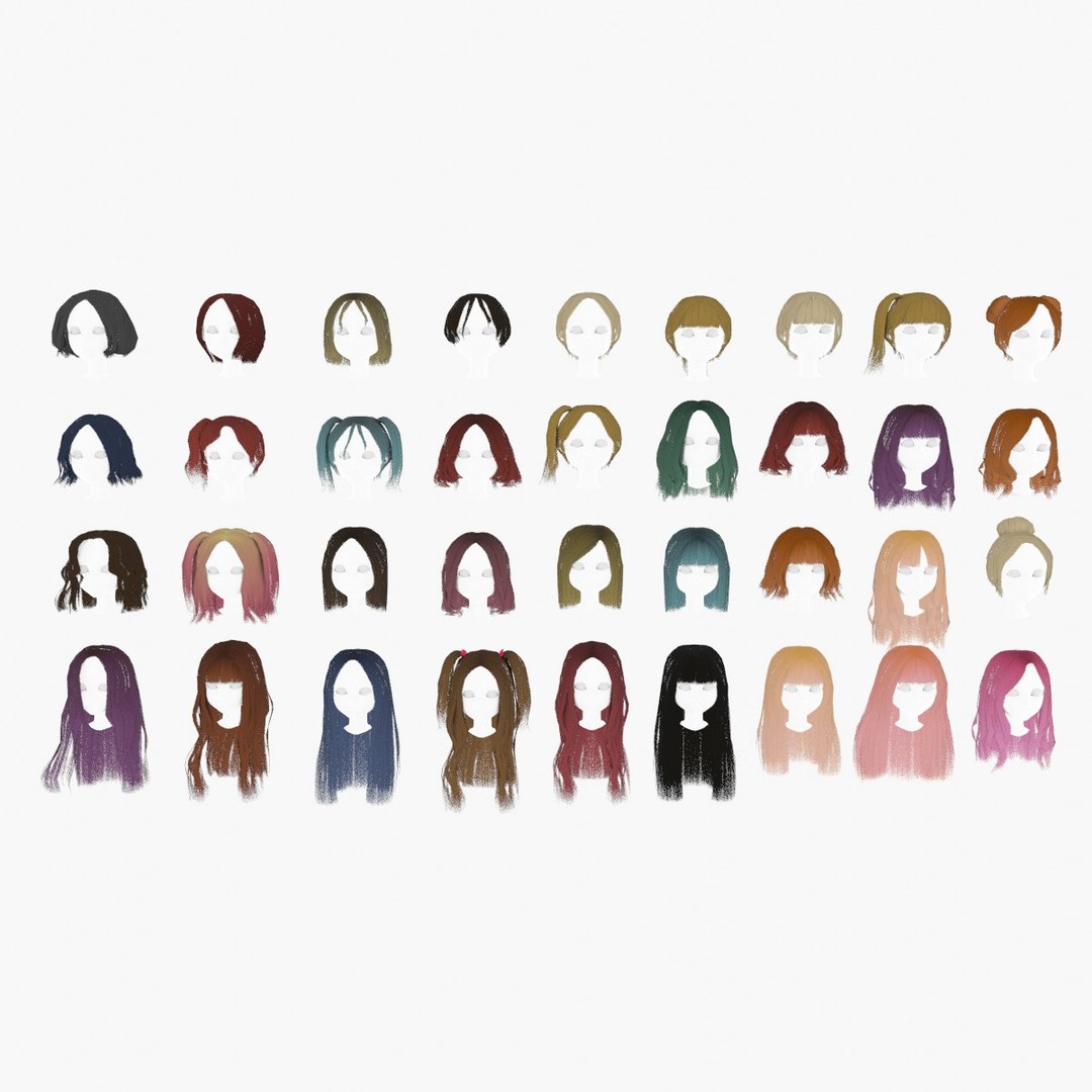 Low Poly Hairstyles Collection Model - TurboSquid 1899666