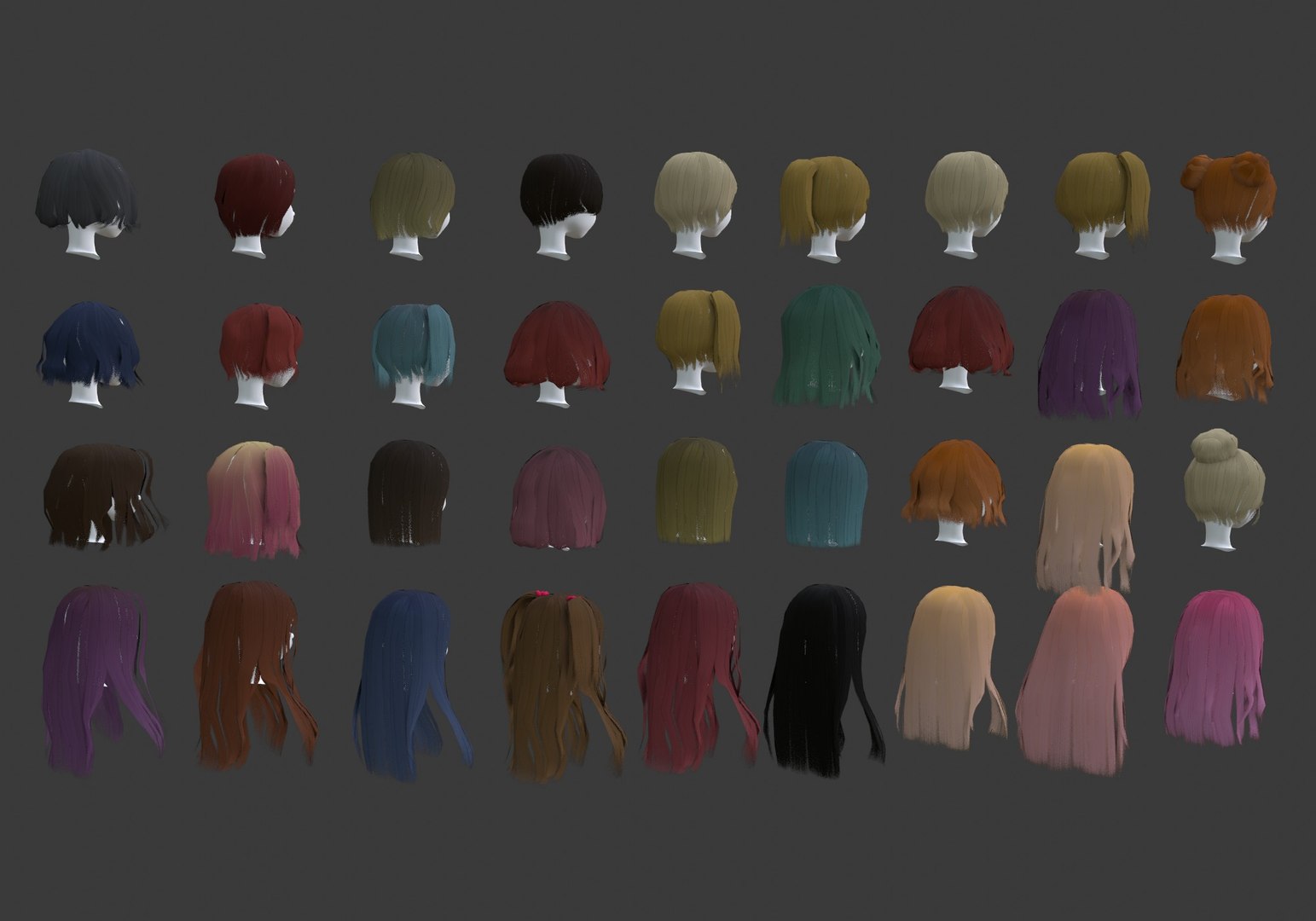 Low Poly Hairstyles Collection Model - TurboSquid 1899666