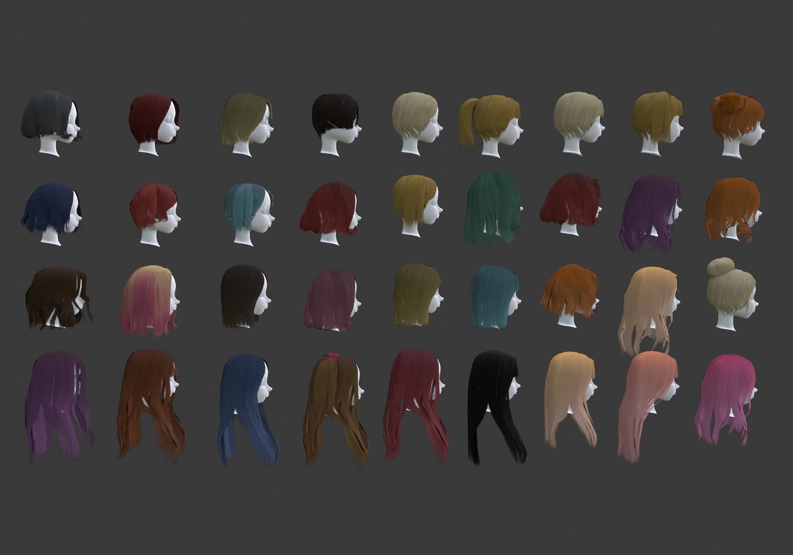 Low Poly Hairstyles Collection Model - TurboSquid 1899666
