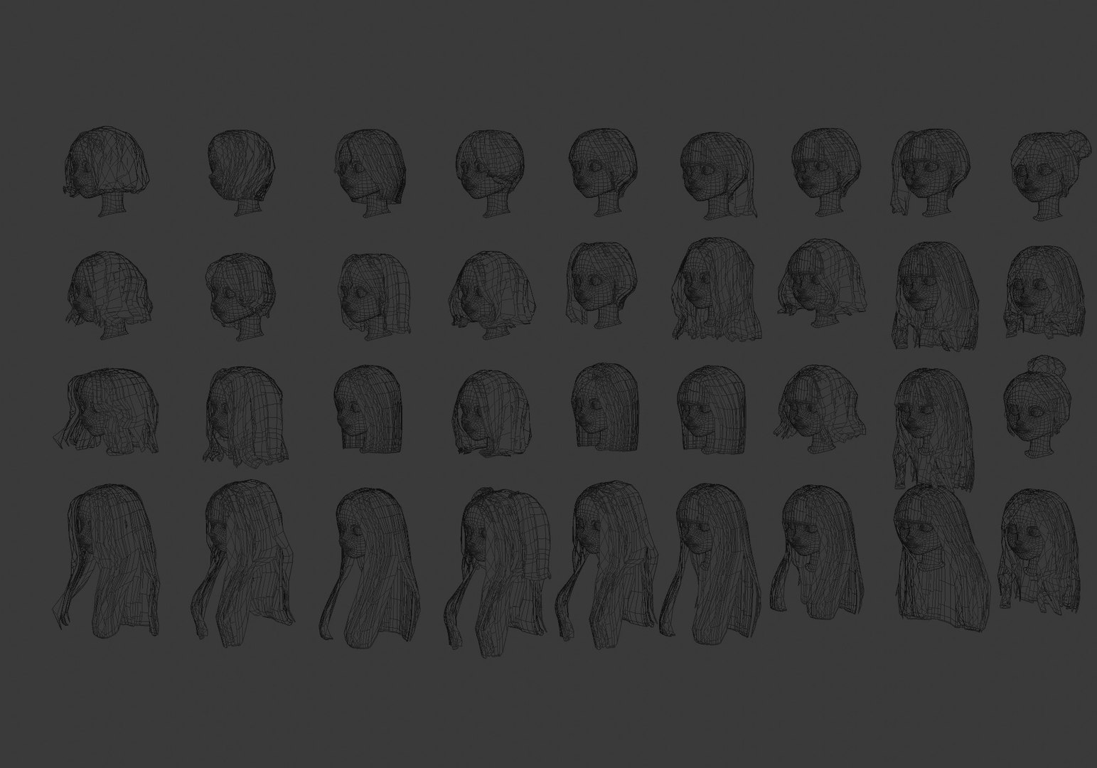 Low Poly Hairstyles Collection Model - TurboSquid 1899666