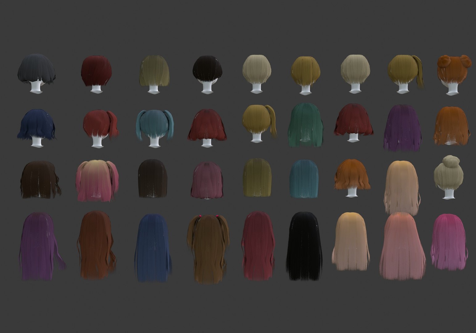 Low Poly Hairstyles Collection Model - TurboSquid 1899666