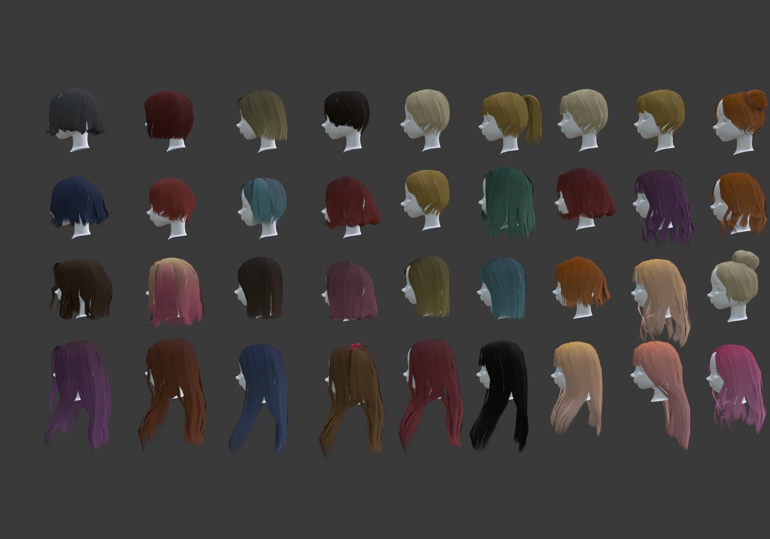 Low Poly Hairstyles Collection Model - TurboSquid 1899666