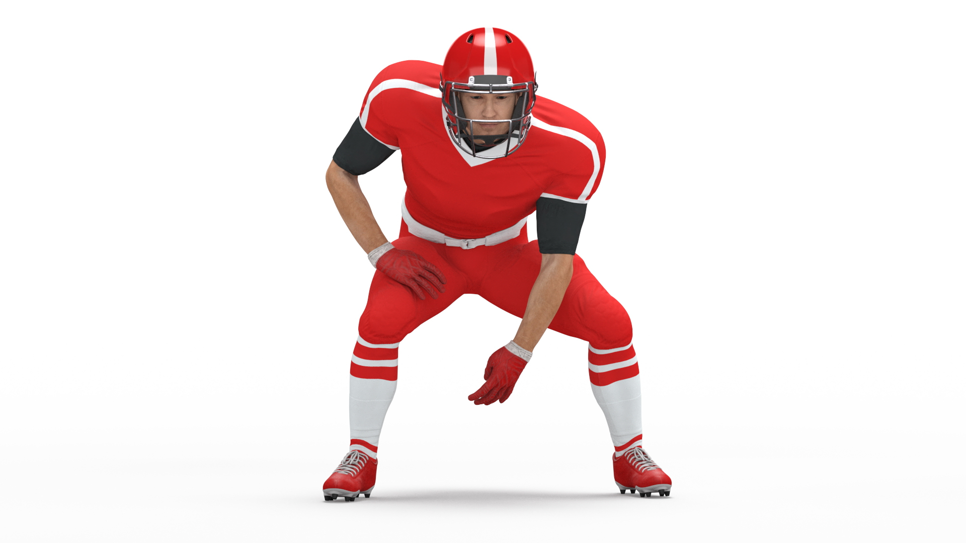 3D Crouching American Football Player Red Uniform - TurboSquid 2091895