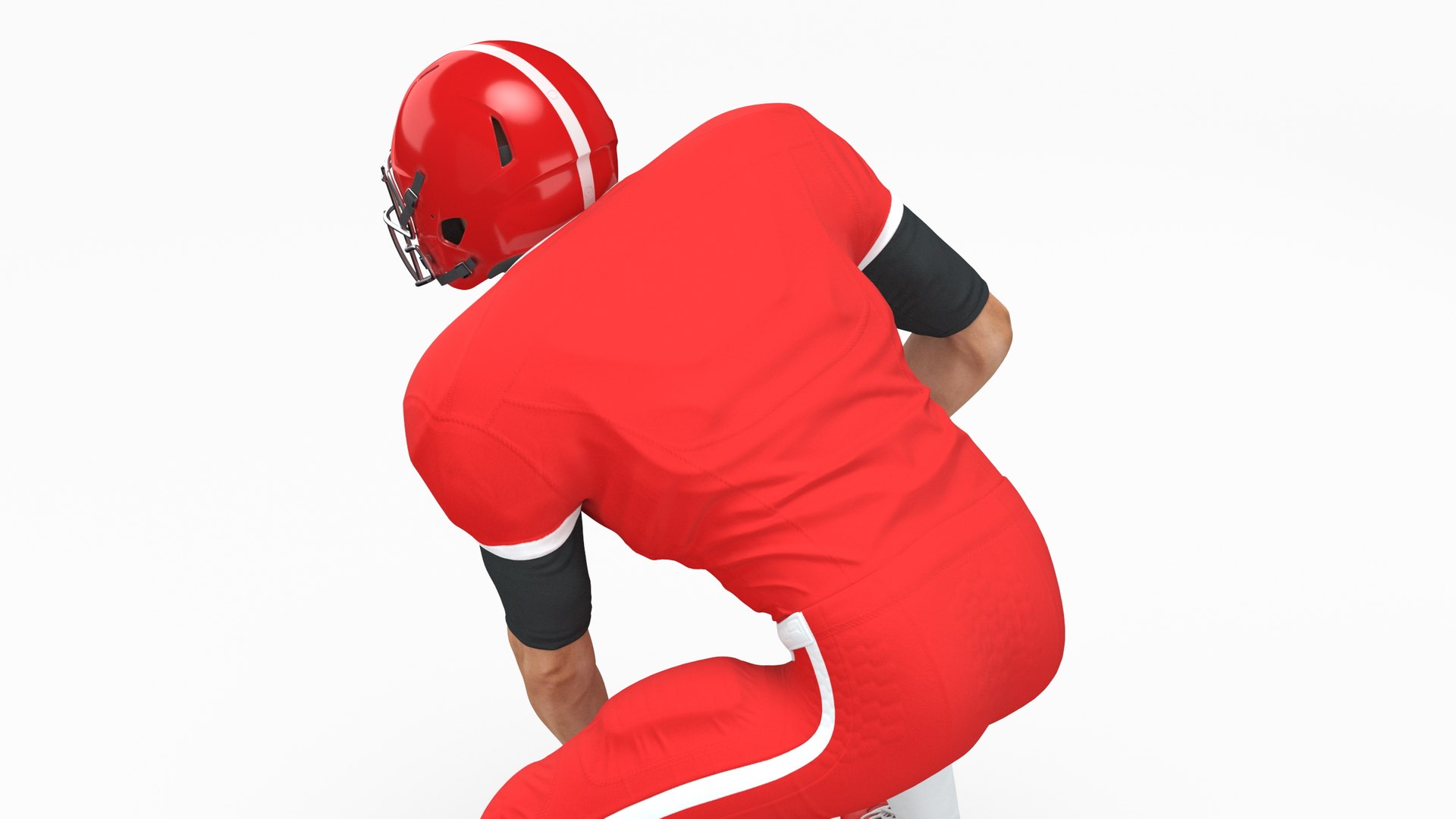 3D Crouching American Football Player Red Uniform - TurboSquid 2091895
