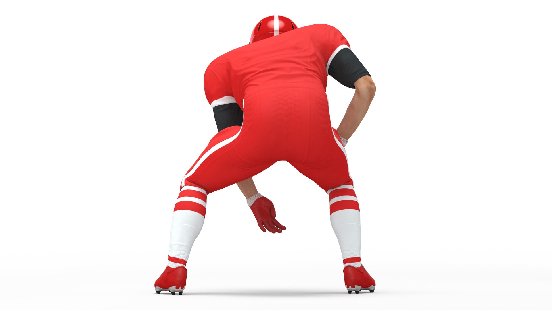 3D Crouching American Football Player Red Uniform - TurboSquid 2091895