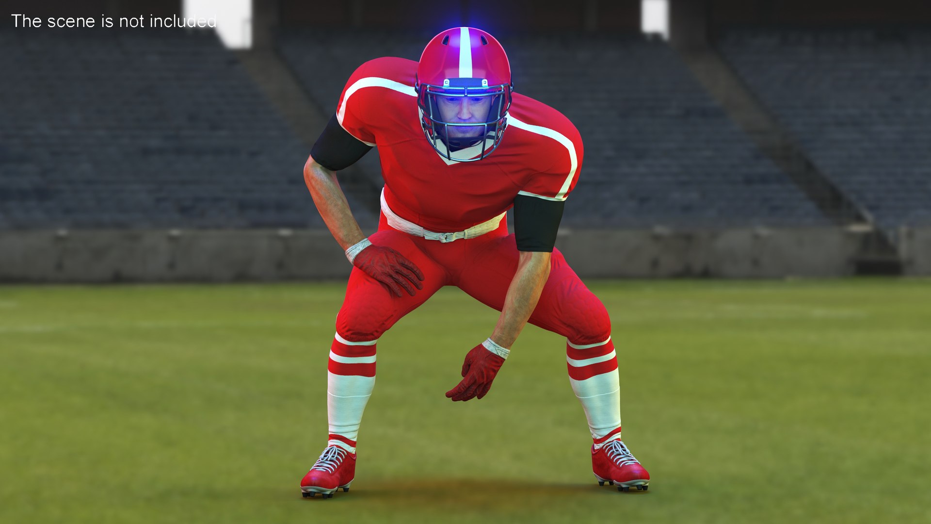 3D Crouching American Football Player Red Uniform - TurboSquid 2091895