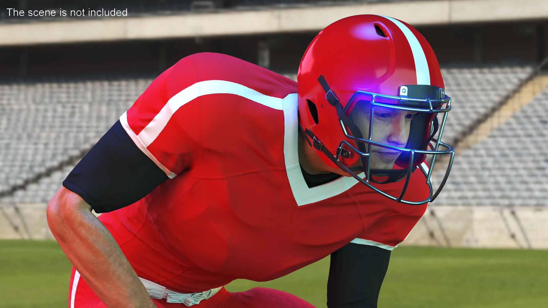 3D Crouching American Football Player Red Uniform - TurboSquid 2091895