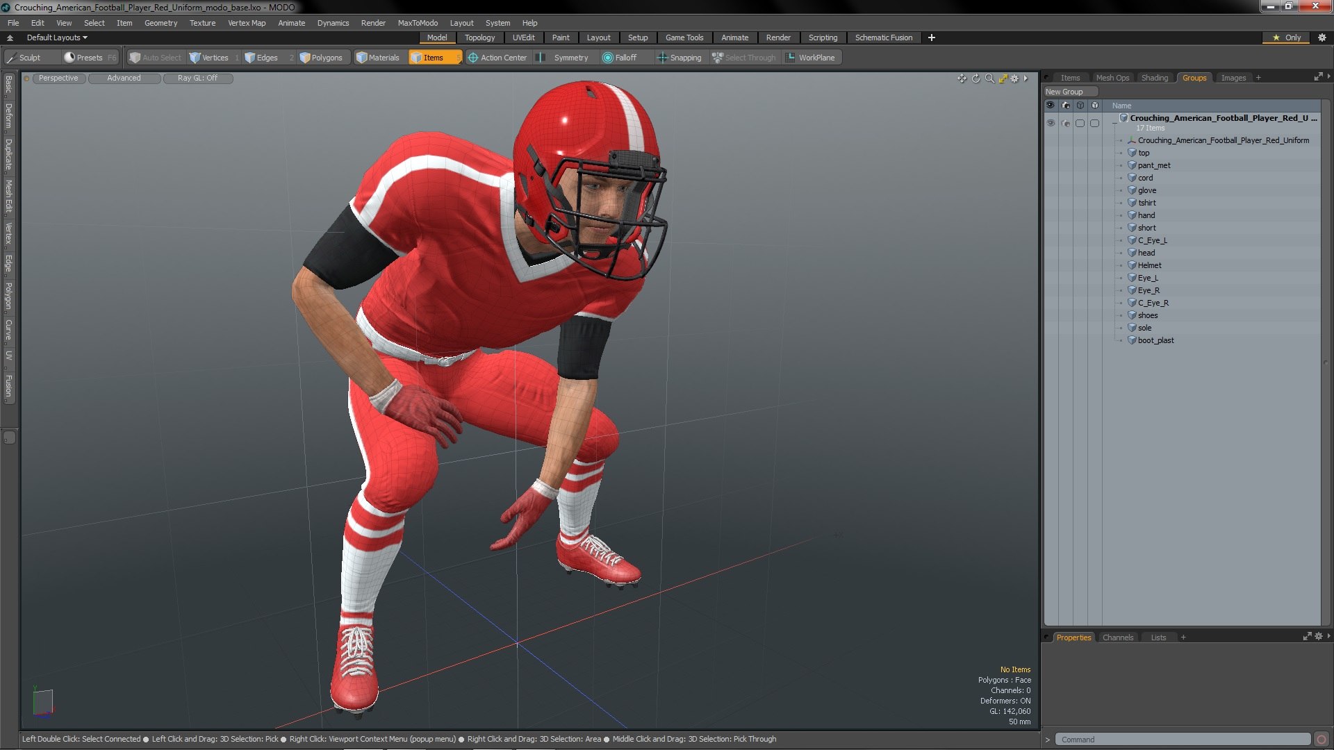 3D Crouching American Football Player Red Uniform - TurboSquid 2091895