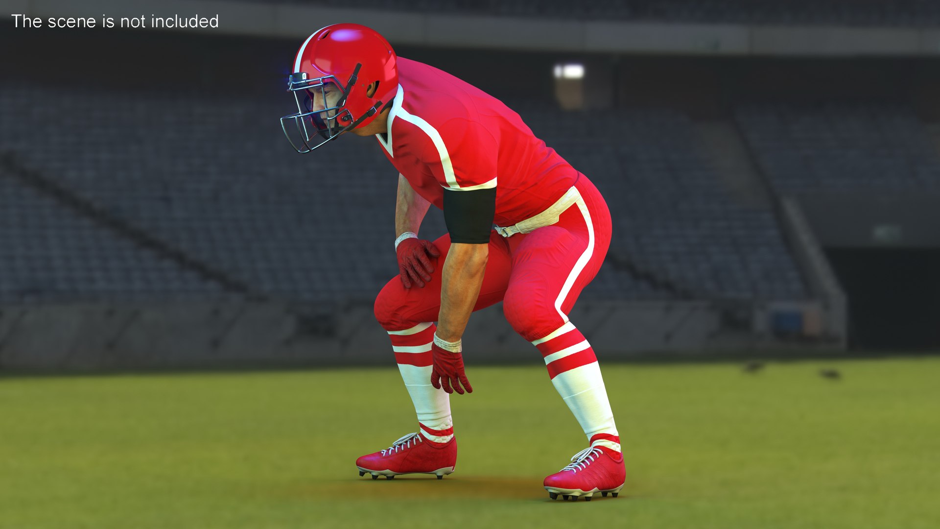 3D Crouching American Football Player Red Uniform - TurboSquid 2091895