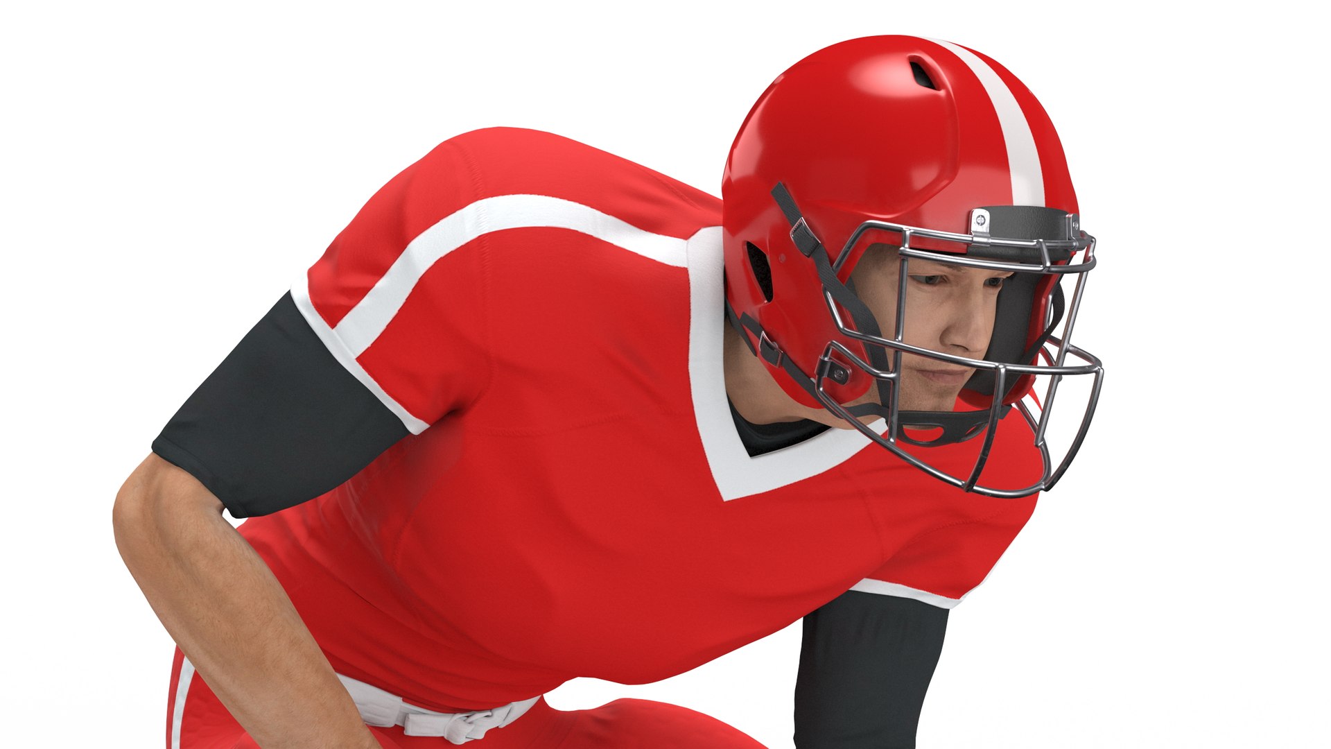 3D Crouching American Football Player Red Uniform - TurboSquid 2091895