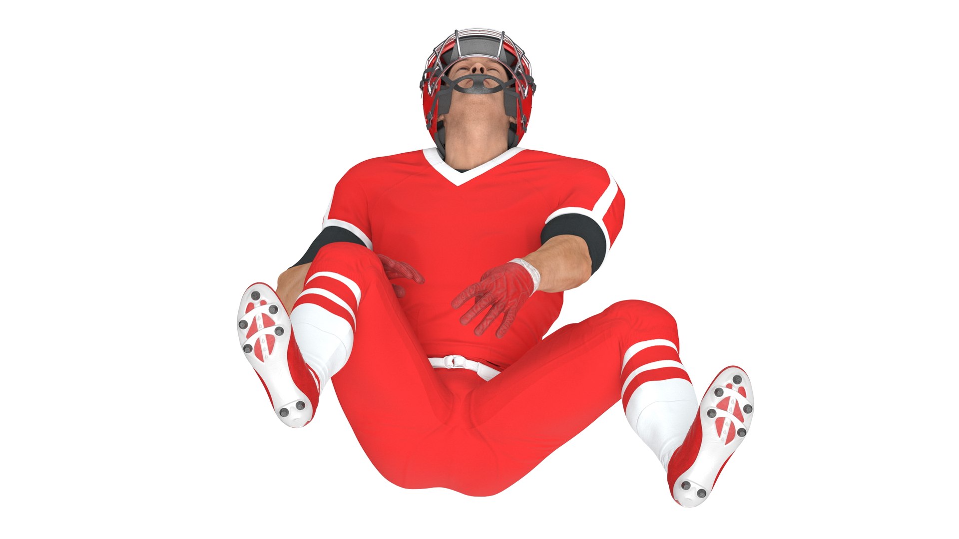 3D Crouching American Football Player Red Uniform - TurboSquid 2091895