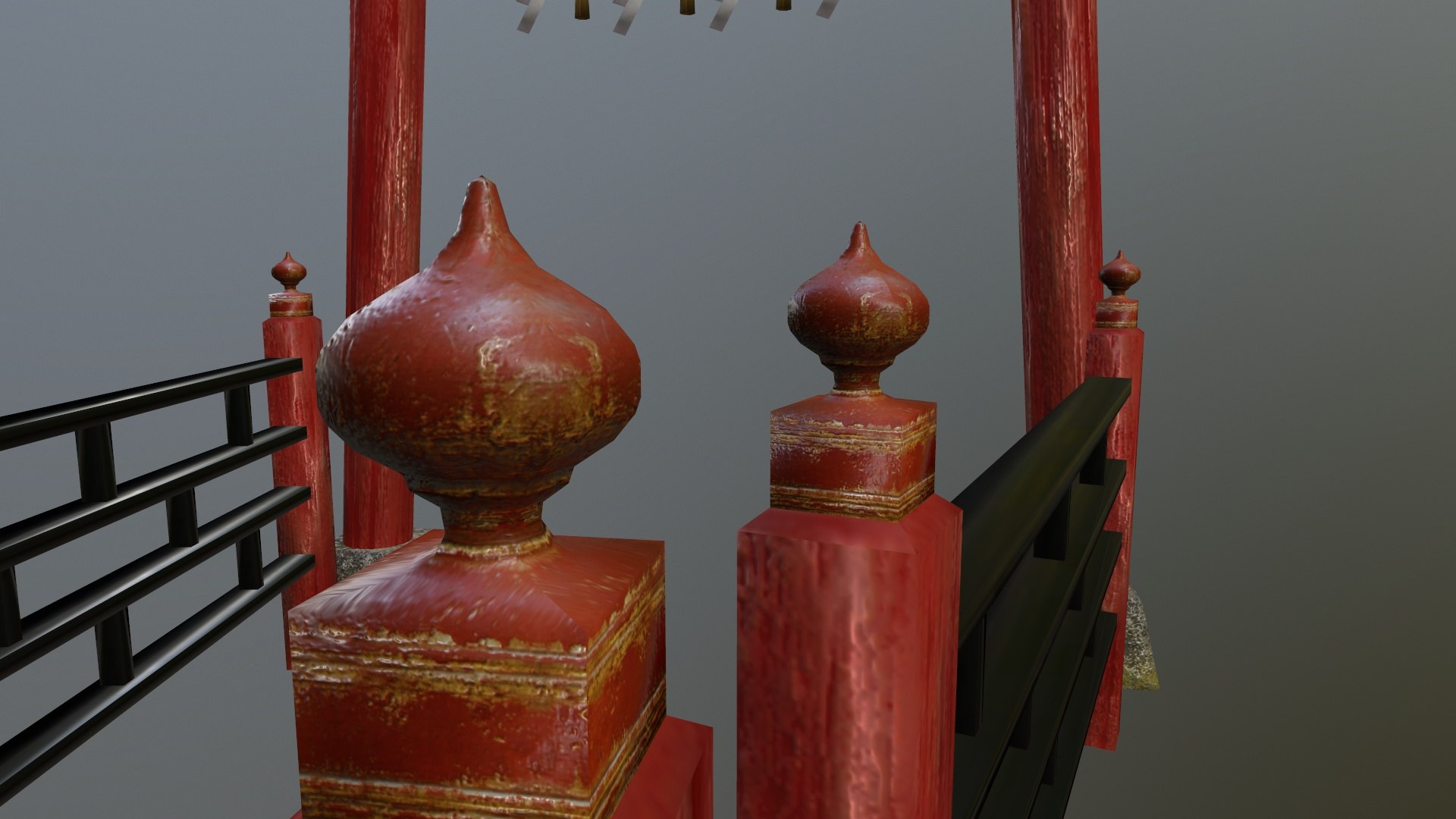 Japanese Bridge Fence Torii 3d Model