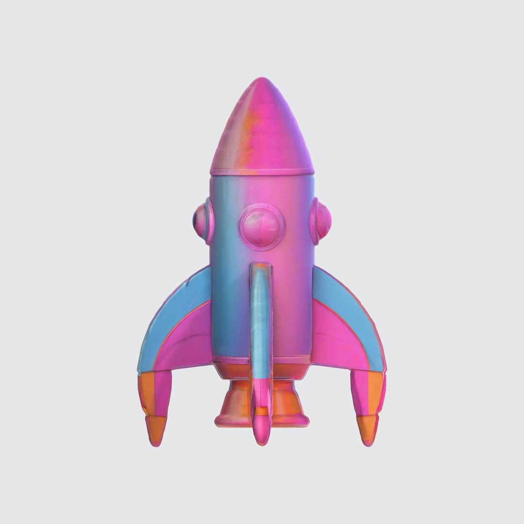 3D Model Colorful Cartoon Rocket - TurboSquid 2263896