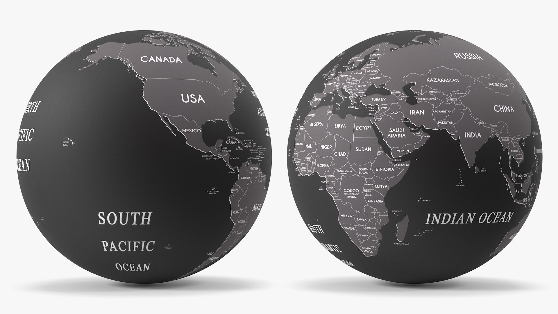 3D Black World Globe model - TurboSquid 1879439