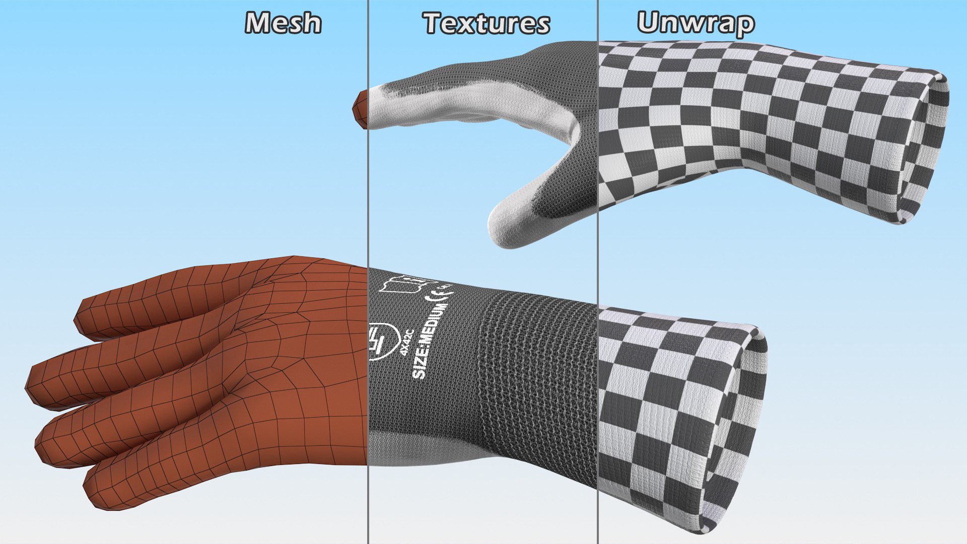 3D Safety Work Gloves Gray Rigged For Modo - TurboSquid 1859827
