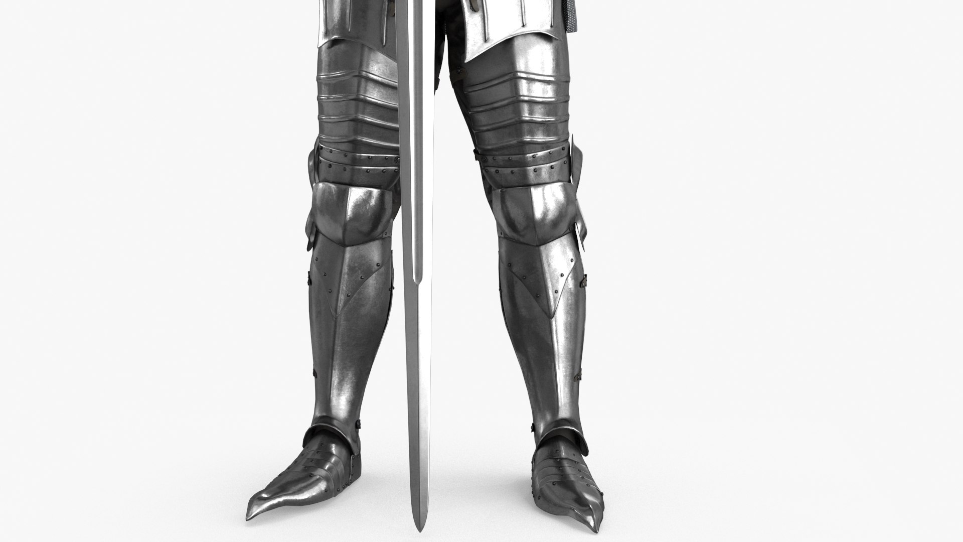 3D Medieval Knight Gothic Plate Armor Two-Handed Sword Pose3 Model ...