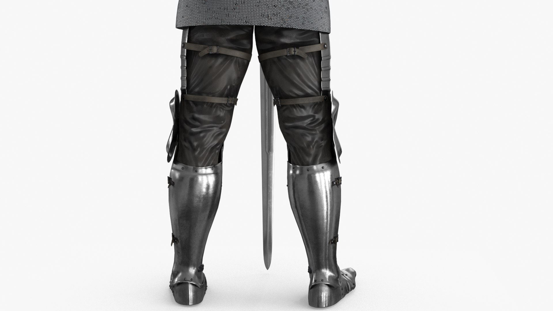 3D Medieval Knight Gothic Plate Armor Two-Handed Sword Pose3 Model ...