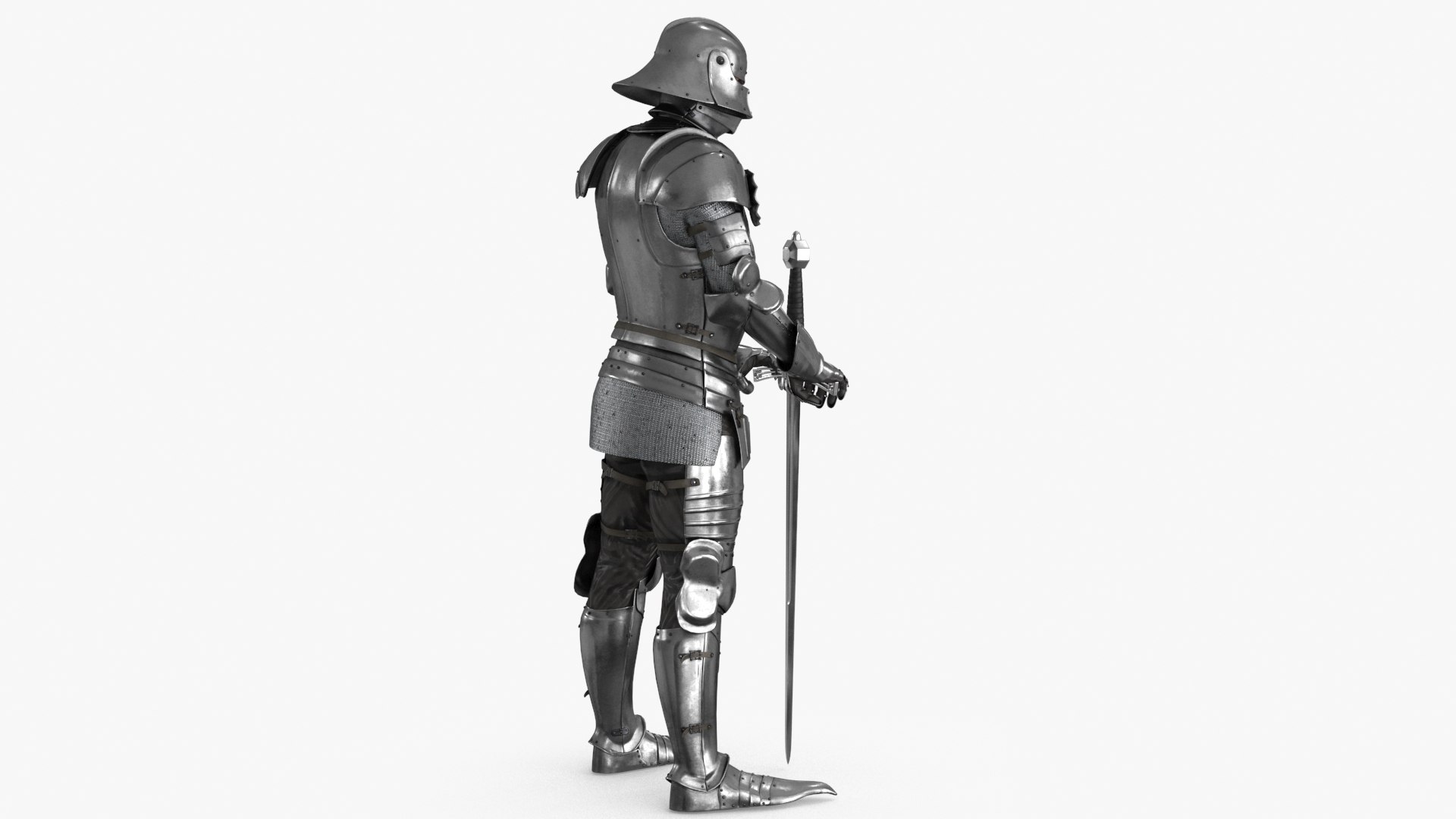 3D Medieval Knight Gothic Plate Armor Two-Handed Sword Pose3 Model ...