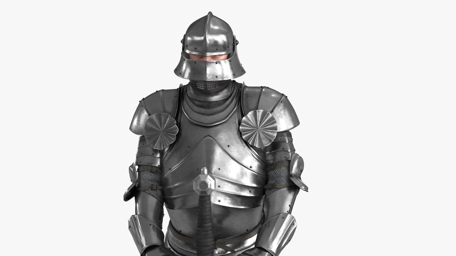 3D Medieval Knight Gothic Plate Armor Two-Handed Sword Pose3 Model ...