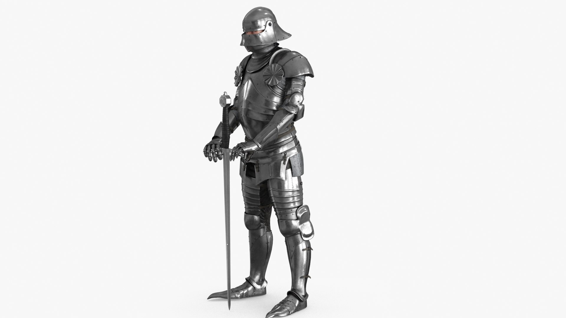3D Medieval Knight Gothic Plate Armor Two-Handed Sword Pose3 Model ...