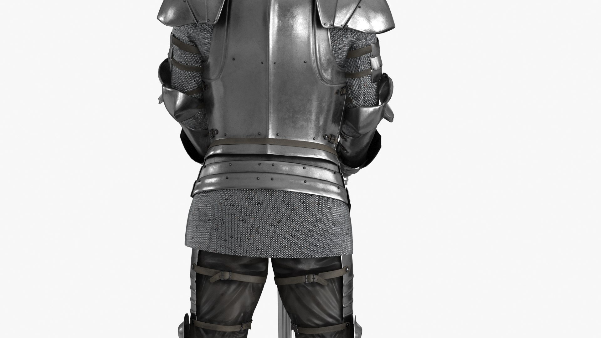 3D Medieval Knight Gothic Plate Armor Two-Handed Sword Pose3 Model ...